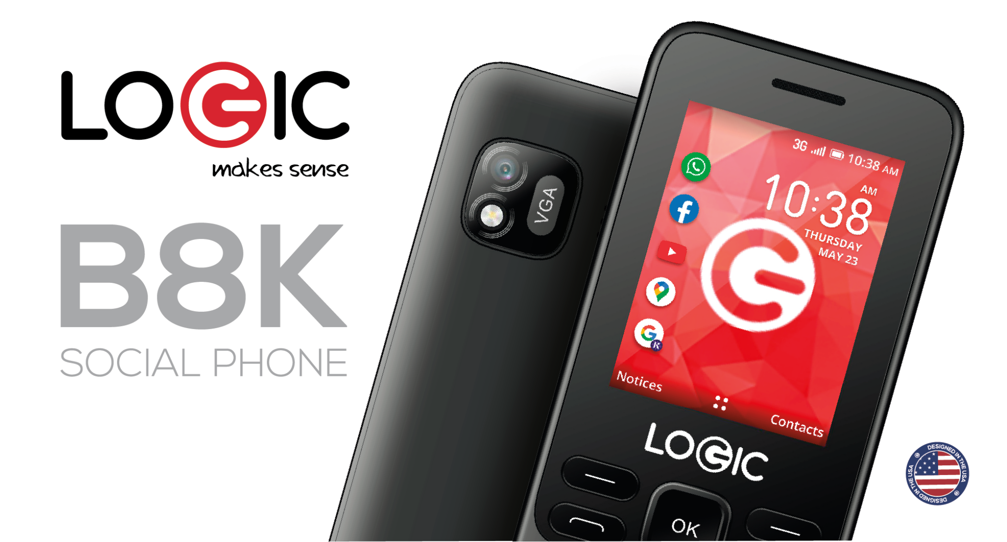 LOGIC | B8K TELÉFONO 3G BÁSICO CON ACCESO A REDES SOCIALES
