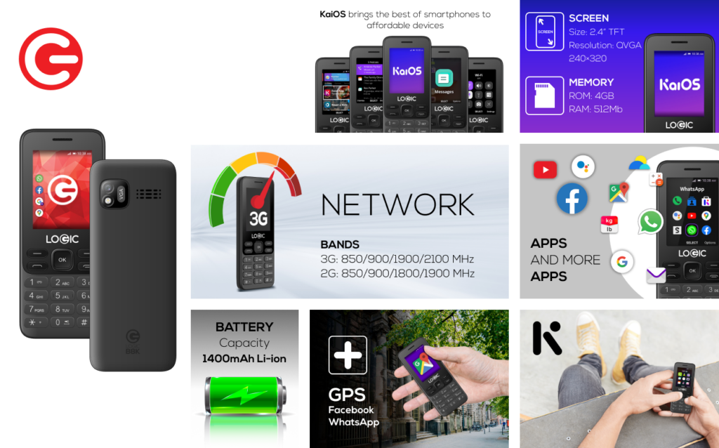 LOGIC | B8K TELÉFONO 3G BÁSICO CON ACCESO A REDES SOCIALES