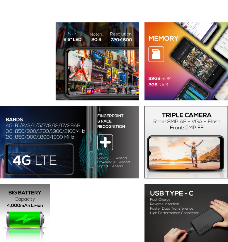 LOGIC | L65B SMARTPHONE 4G CON DOBLE SEGURIDAD