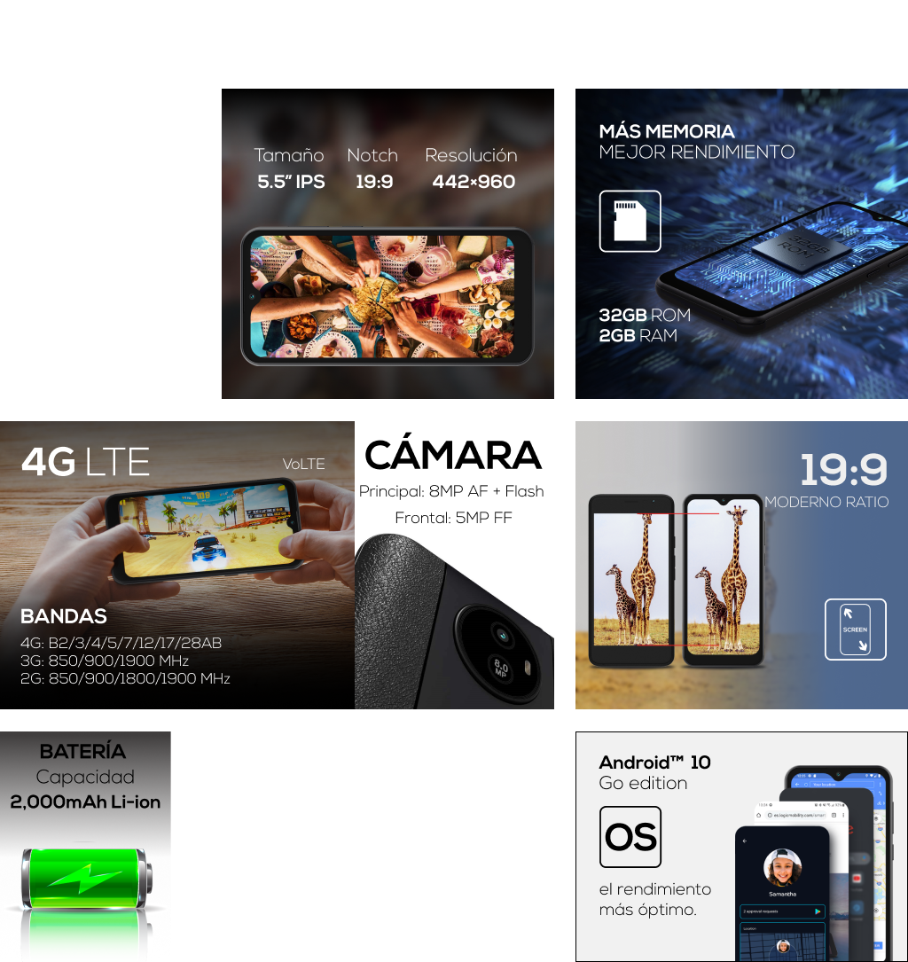 LOGIC | L55B SMARTPHONE 4G DE 5" CON PANTALLA NOTCH