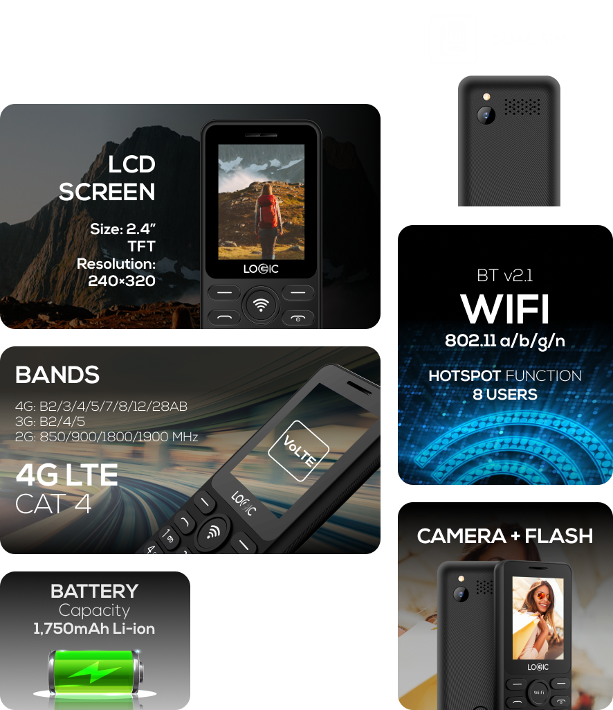 Logic B24W | Teléfono 4G con Doble SIM y Cámara VGA
